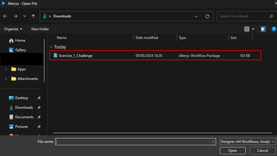 How to open a .yxzp file within Alteryx